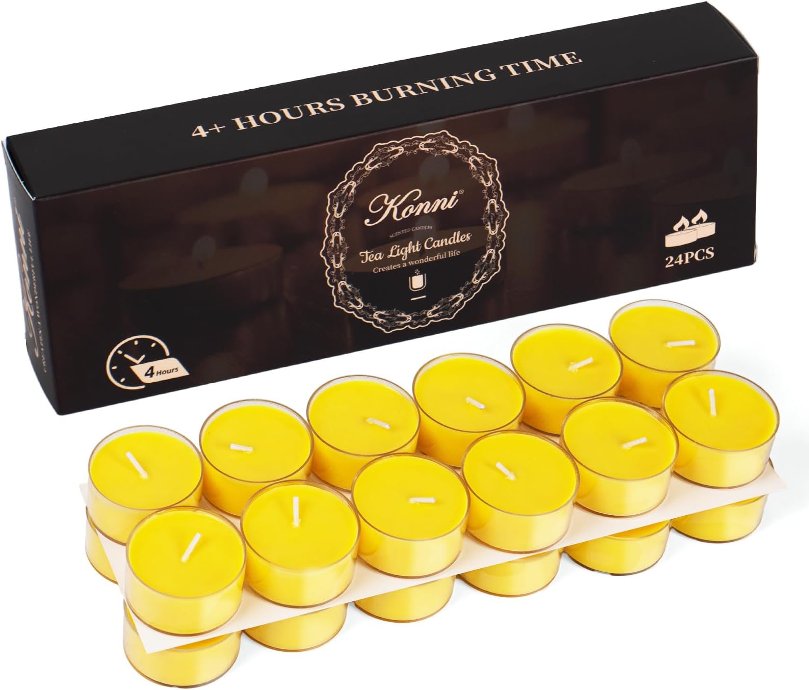 Amazon.com: Tea Lights Candles Unscented 24 Pack Smokeless Dripless ...