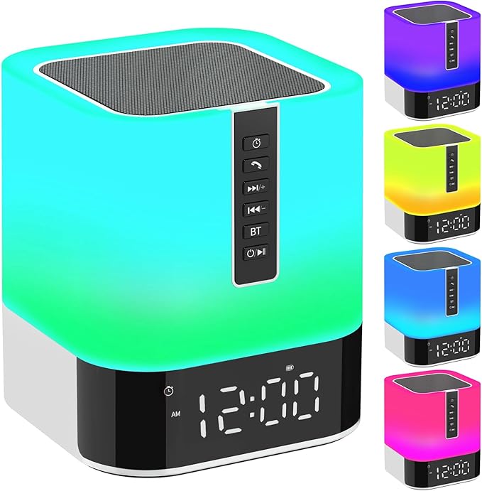 Amazon.com: Bluetooth Speaker with Night Light, 5 in 1 Alarm Clock, 48 ...