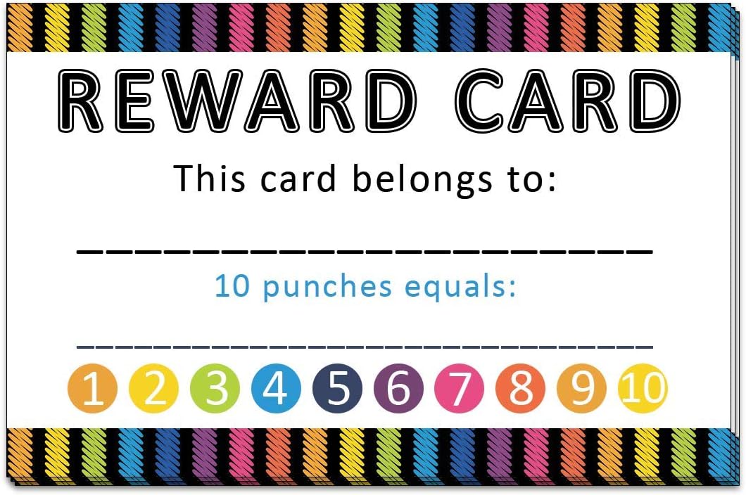 100 x Reward Cards for Children - Loyalty Card Style Incentive Cards ...