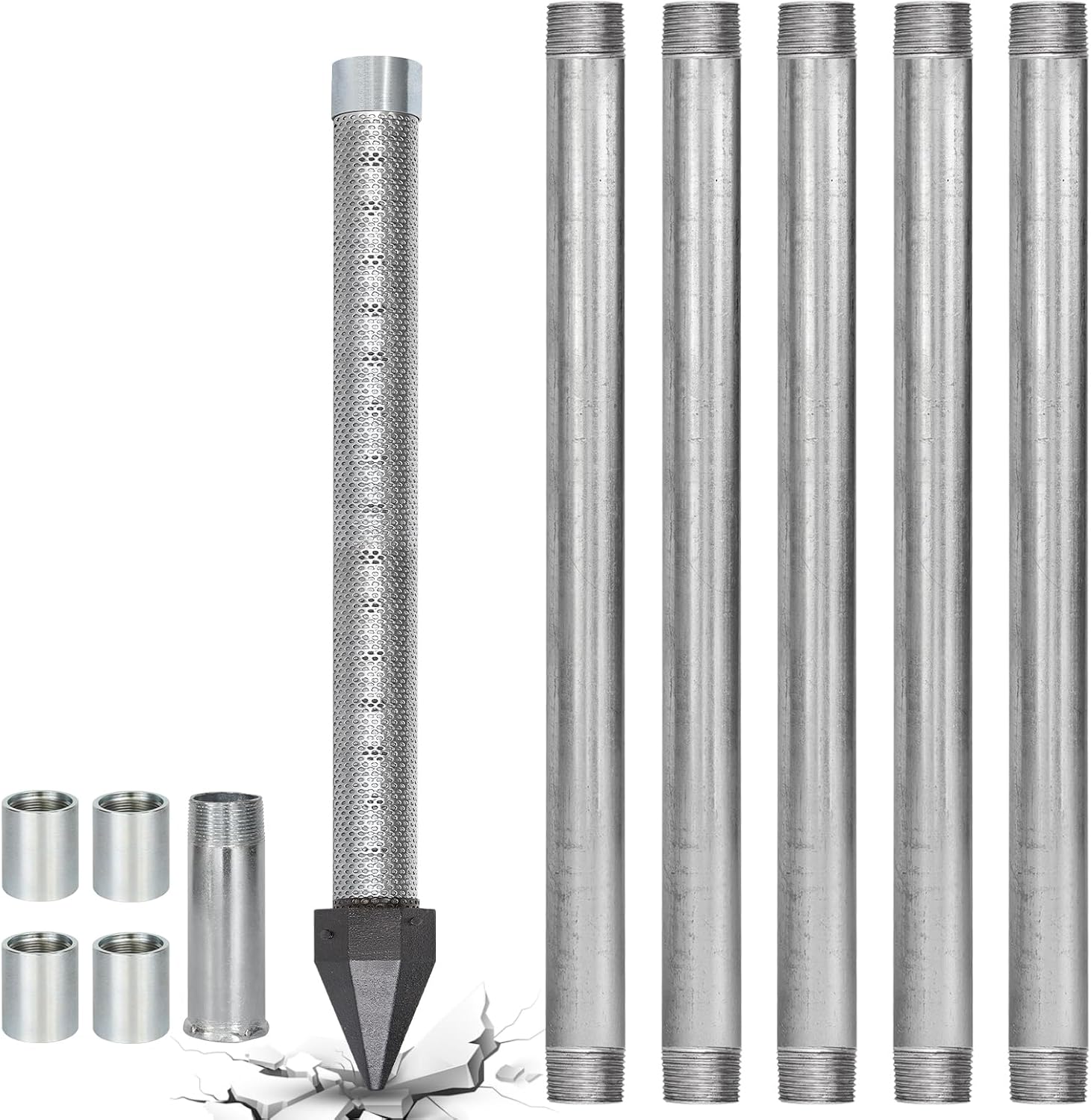 Well Drive Point Kit,1-1/4 Stainless Steel Well Point+5Pk 39" 1-1/4 ...