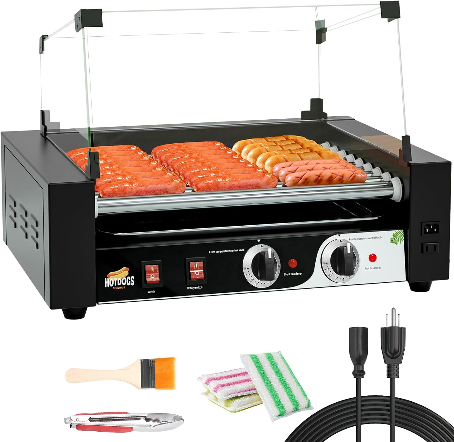 Amazon.com: LIANQIAN Hot Dog Roller Grill Machine - 9 Rollers, 1400W ...