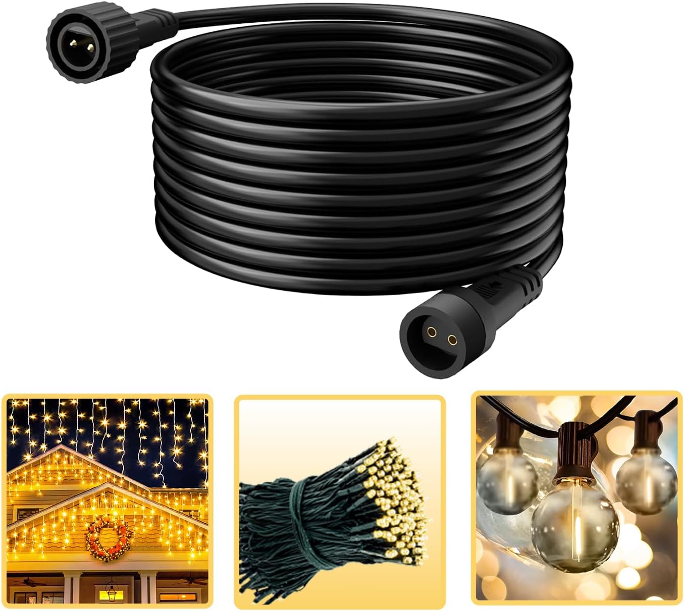 2Pin Extension Cable, 3Meters 9.8ft Extension Cord with Male and Female ...