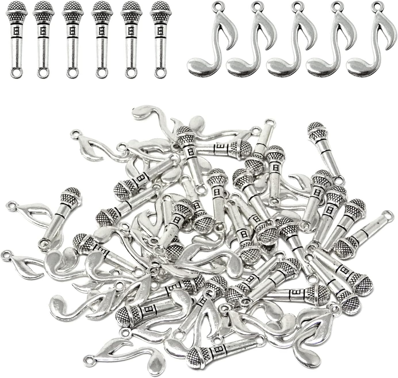 Amazon.com: Honbay 60PCS Alloy Music Theme Charms Pendant Microphone ...