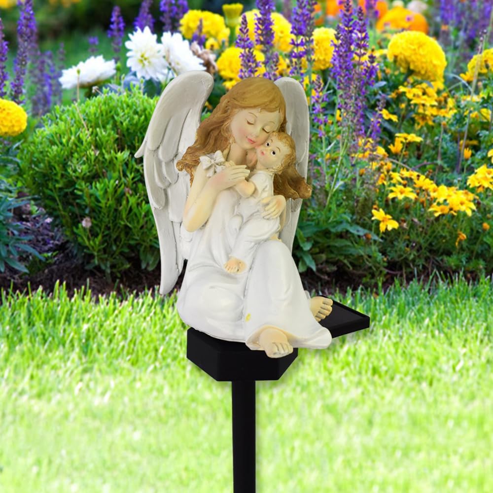 Amazon.com: HABAGOU Solar Angel Statue Decoration,Solar Powered Garden ...