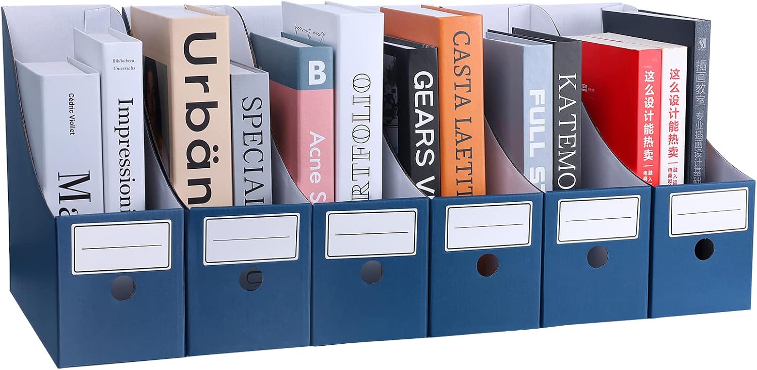 Buy Pack of 6 Magazine File Holders with Lables, Cardboard Magazine ...