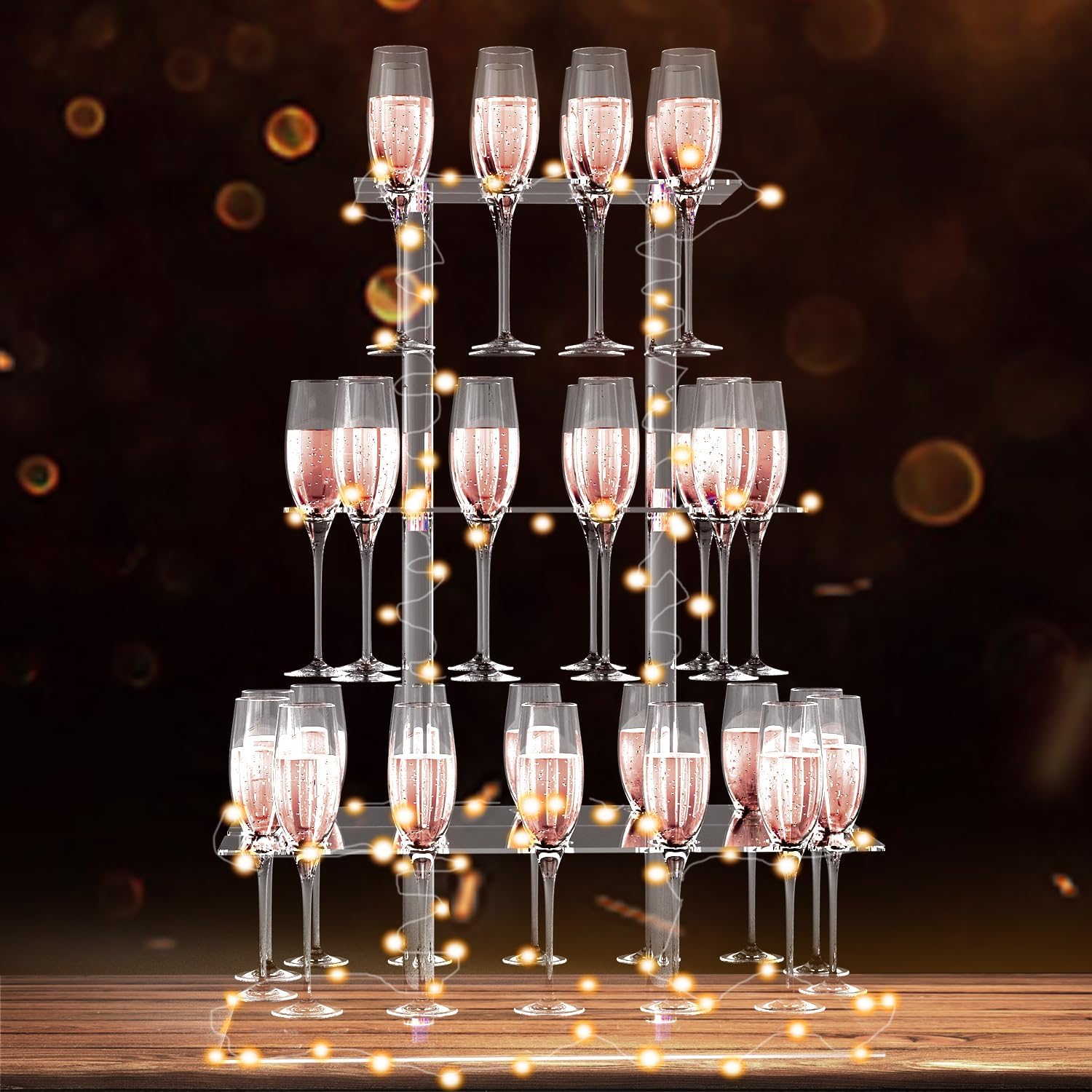 Amazon.com: Balsa Circle 33" Gold 3-Tier Metal Wine Glass Display Stand ...