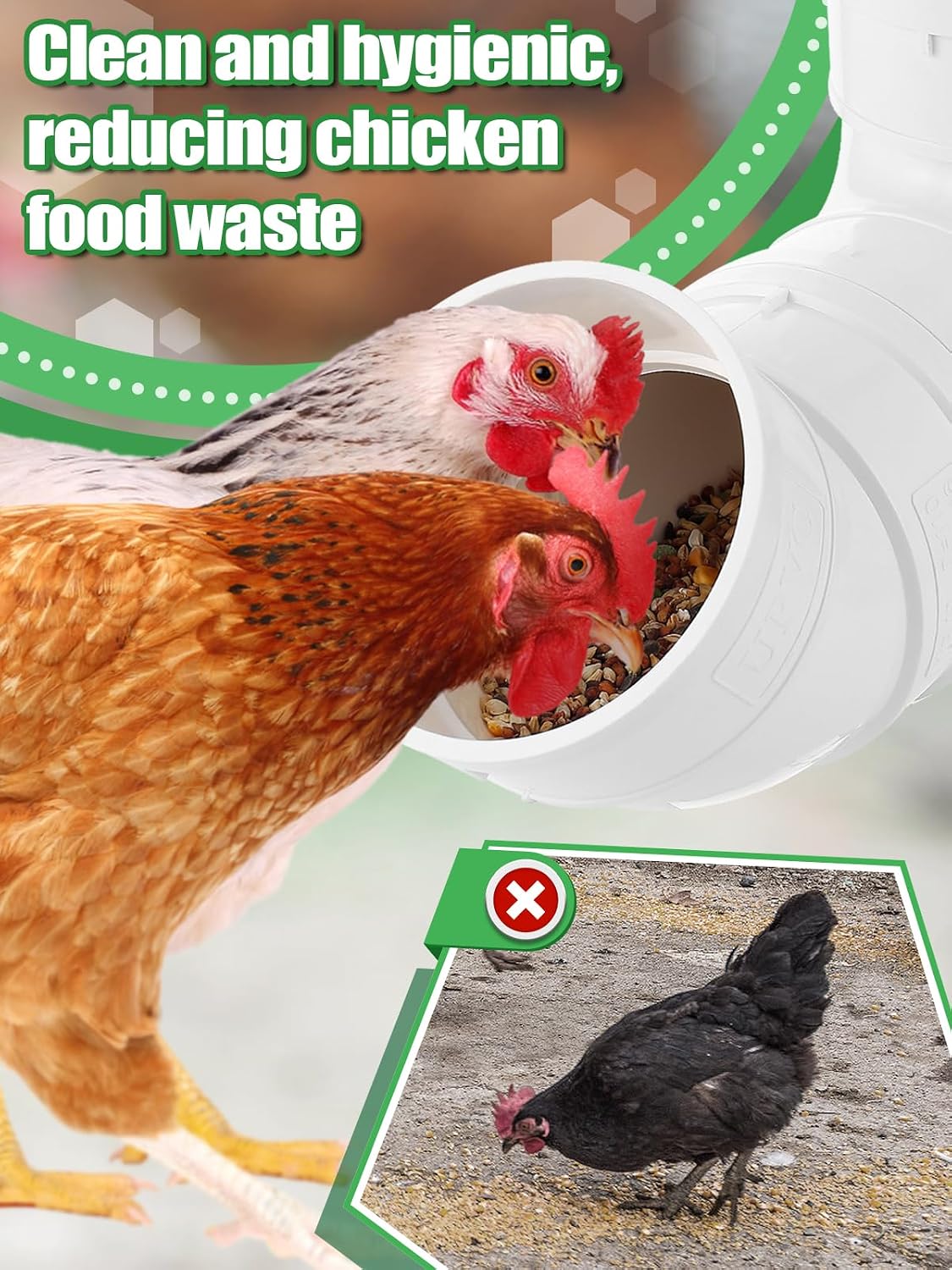 2 Set Automatic Chicken Feeder No Waste - 13 Pounds Capacity Heavy Duty ...