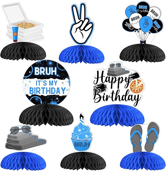 Amazon.com: JOYMEMO 8Pcs Bruh Its My Birthday Honeycomb Centerpieces ...