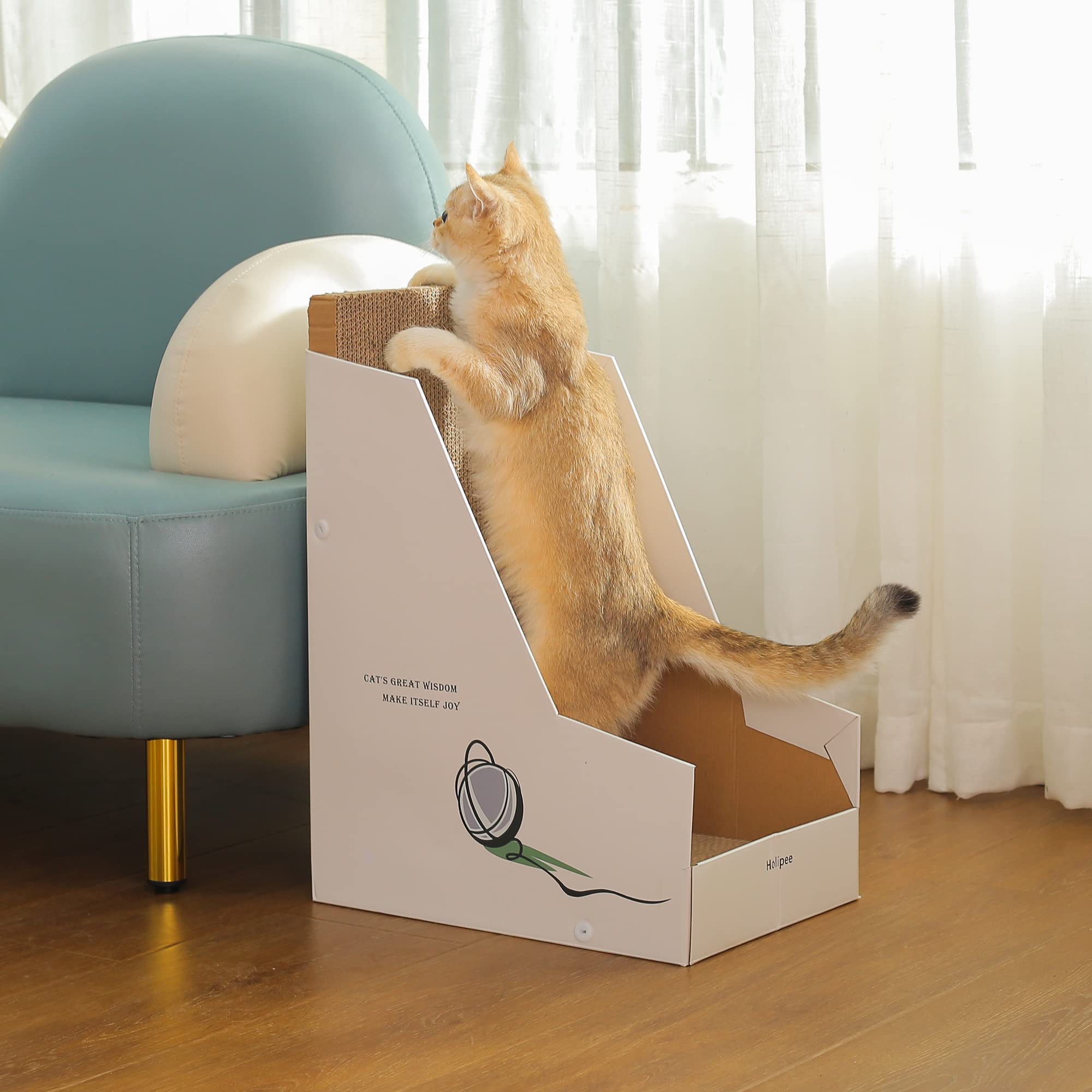 2 Sided Vertical Cat Scratching Posts with Cat Lounge House Cat Scratch ...