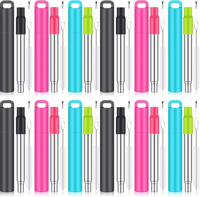 Amazon.com: Gejoy 12 Pack Metal Reusable Straw Travel with Case ...