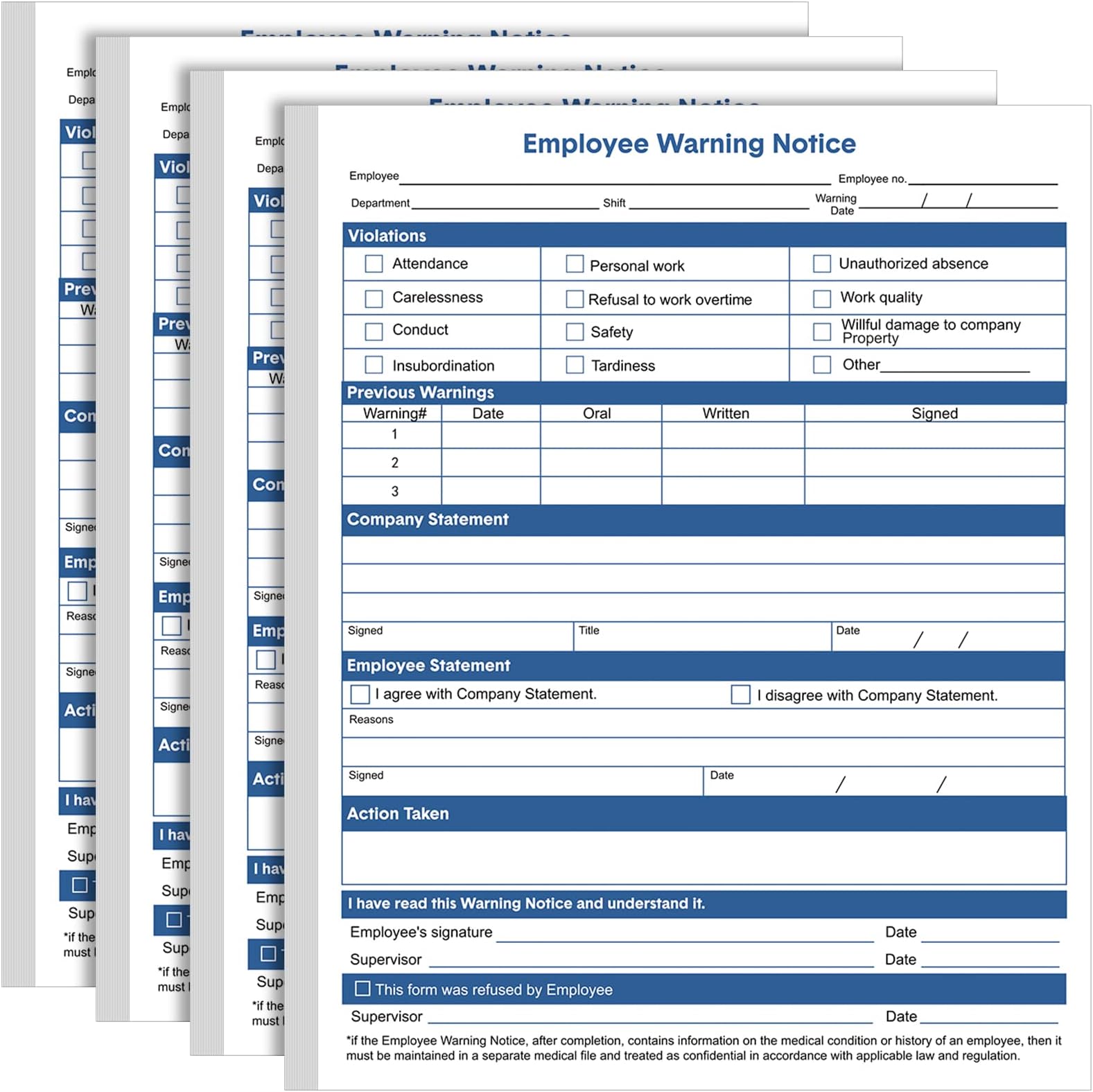 Amazon.com : Kisston 200 Sheets Employee Warning Notice Form ...