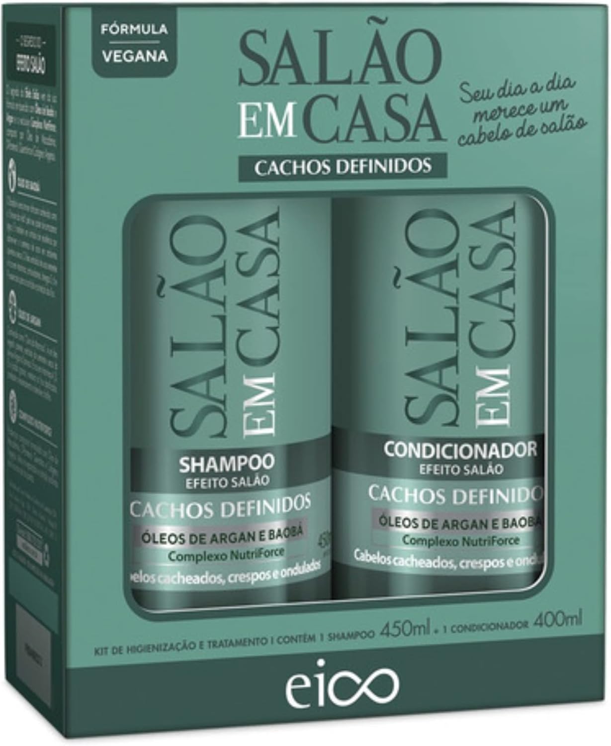 Eico Kit Shampoo 450ML + Condicionador 400ML Salão Cachos Definidos ...
