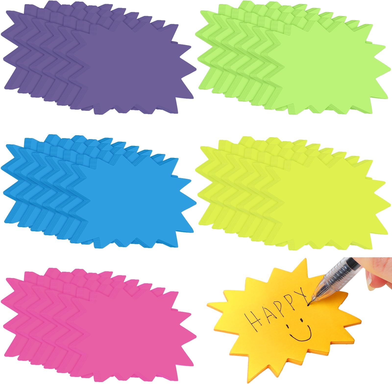 Amazon.com : Crtiin 1200 Sheets Starburst Sticky Notes Neon Fluorescent ...