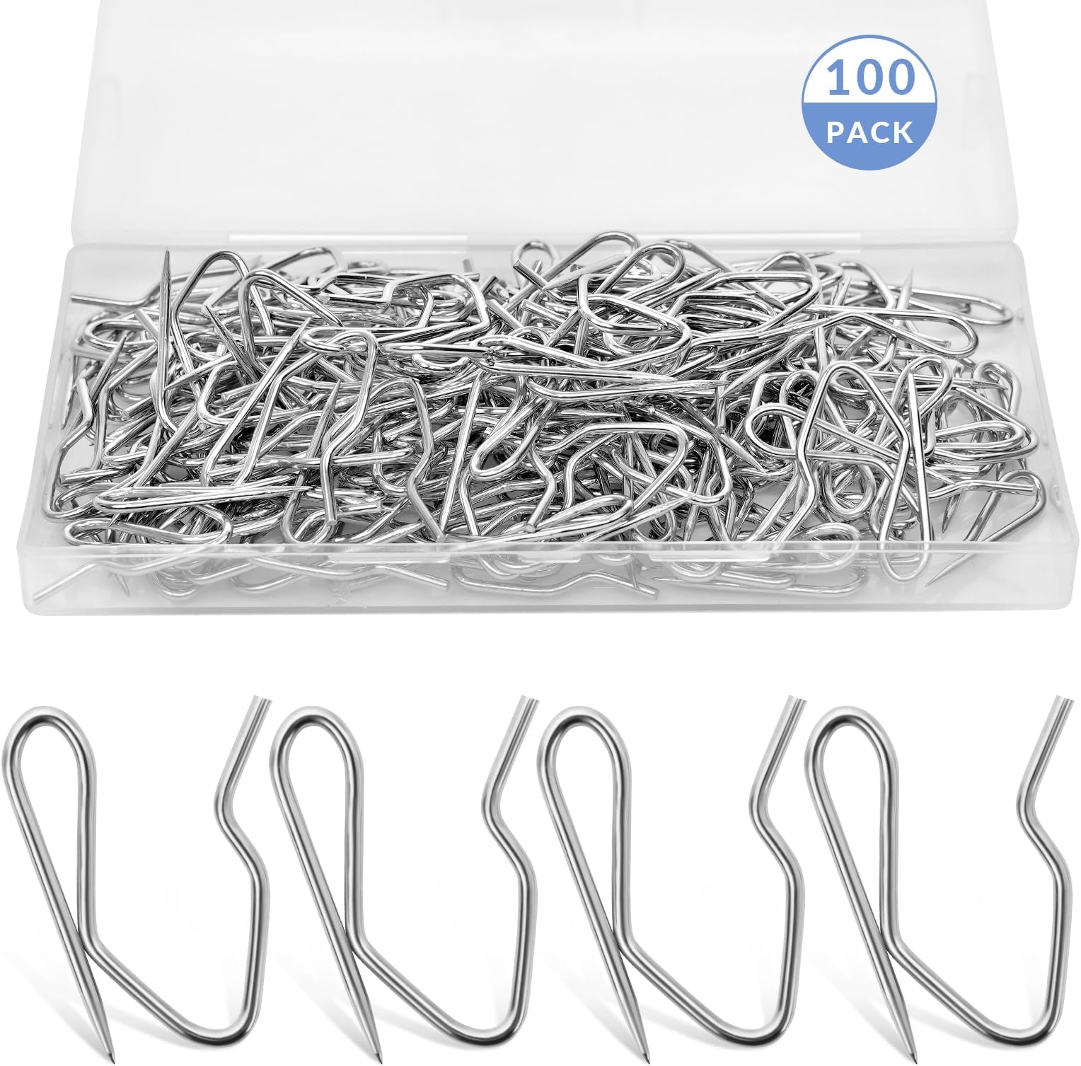 Amazon.com: Shappy 120 Pack Drapery Hooks Pins for Curtains, Metal ...