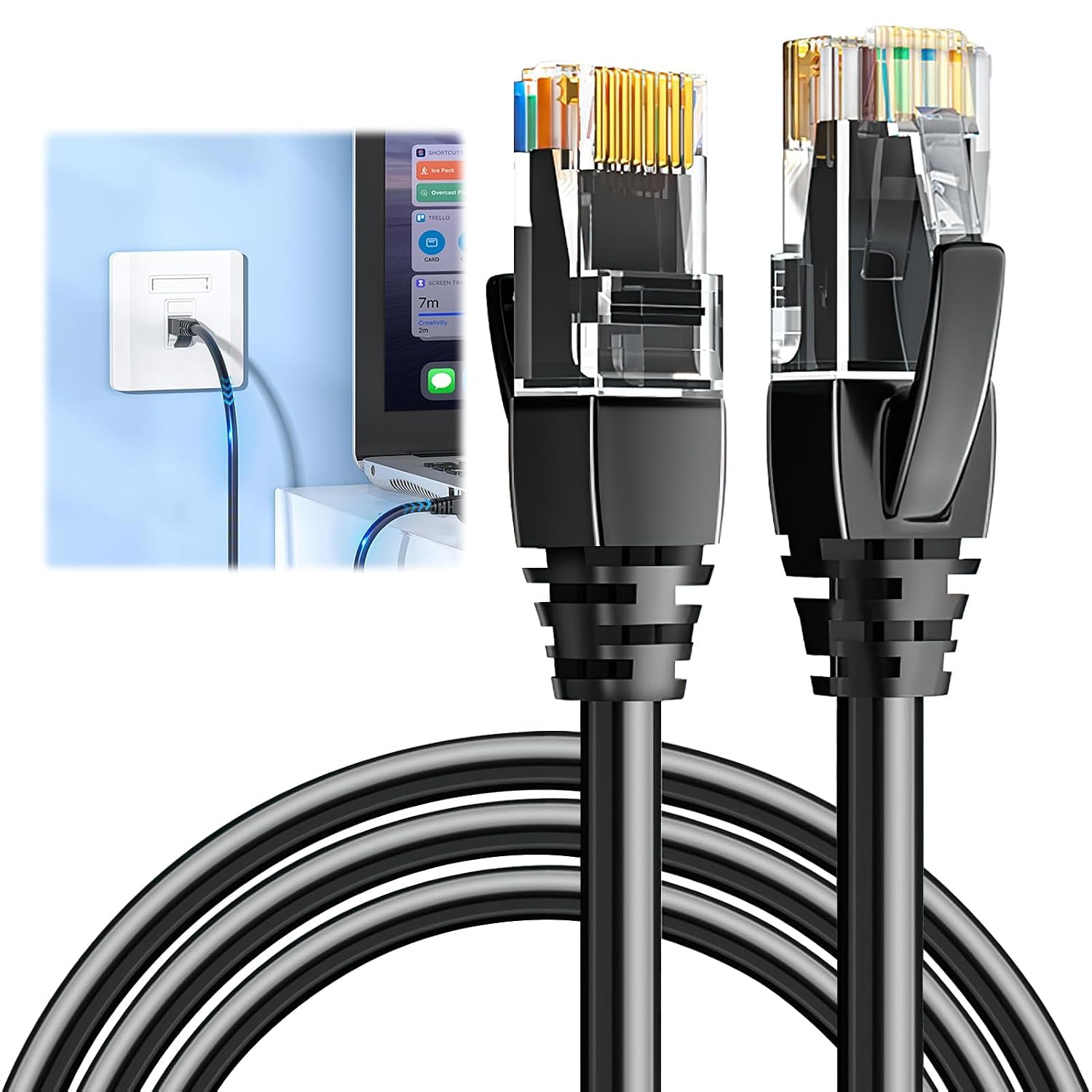 Cat 6 Ethernet Cable 5 M Black High Speed Gigabit Cat6 Network Cord ...