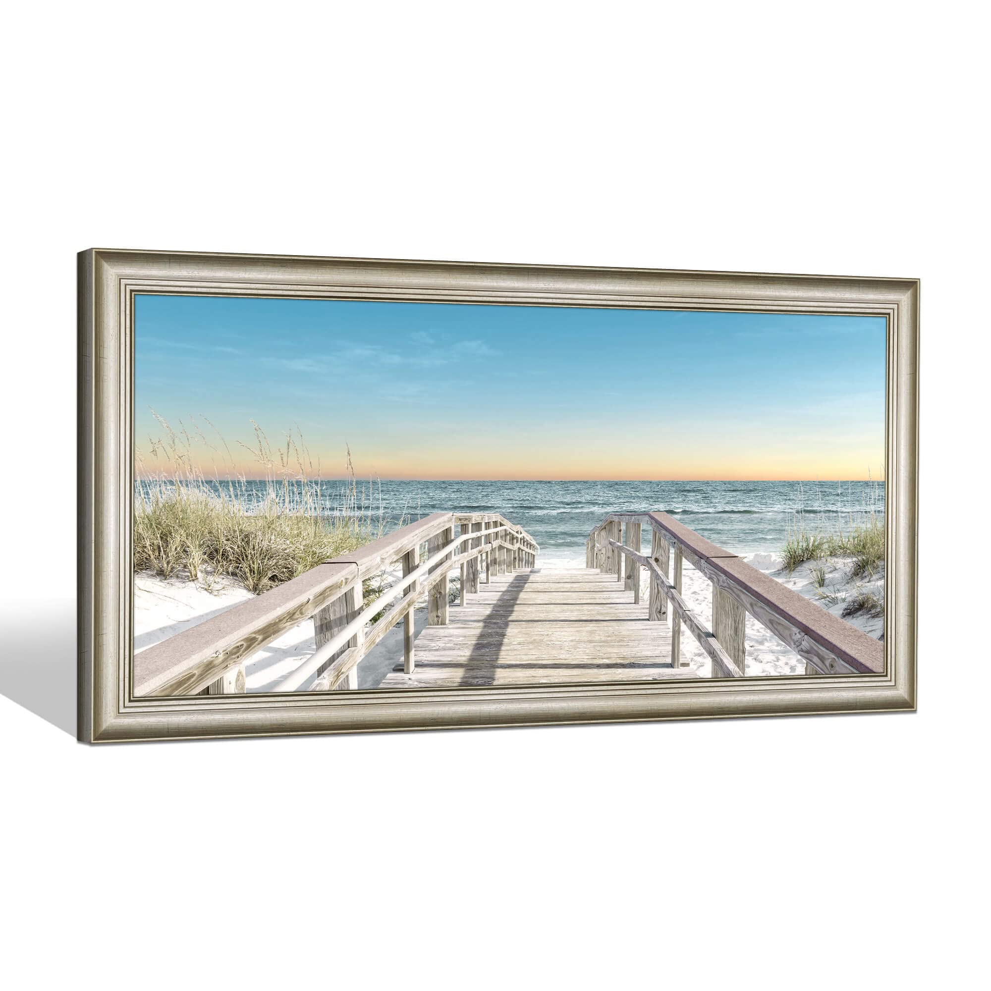 Coastal Canvas Wall Art Decor: Large Framed Ocean Scenic Print Artwork ...