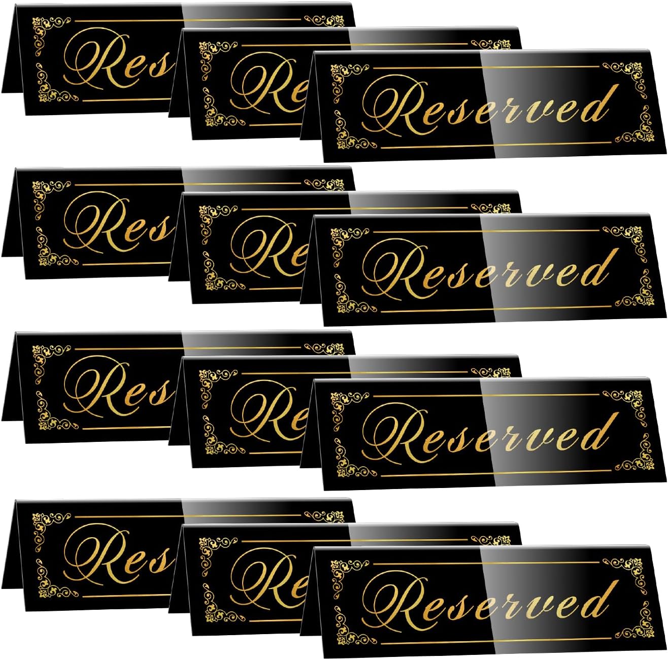 Amazon.com: CWJCYTNSN 12PCS Reserved Table Signs, Black Reserved Signs ...