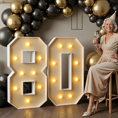 Amazon.com: imprsv 3FT Light Up Numbers, Marquee Numbers 80th Birthday ...
