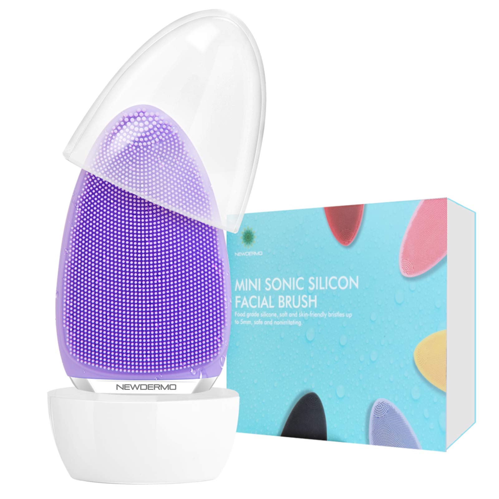 Facial Cleansing Brush by NEWDERMO Vibrating Silicone Face Scrubber - 2 ...