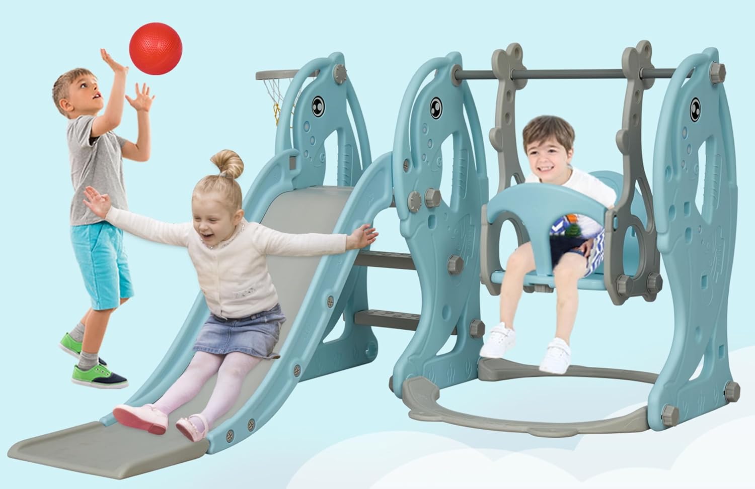 Amazon.com: Kinsuite Toddler Slide and Swing Set - 4-in-1 Kids Slide ...