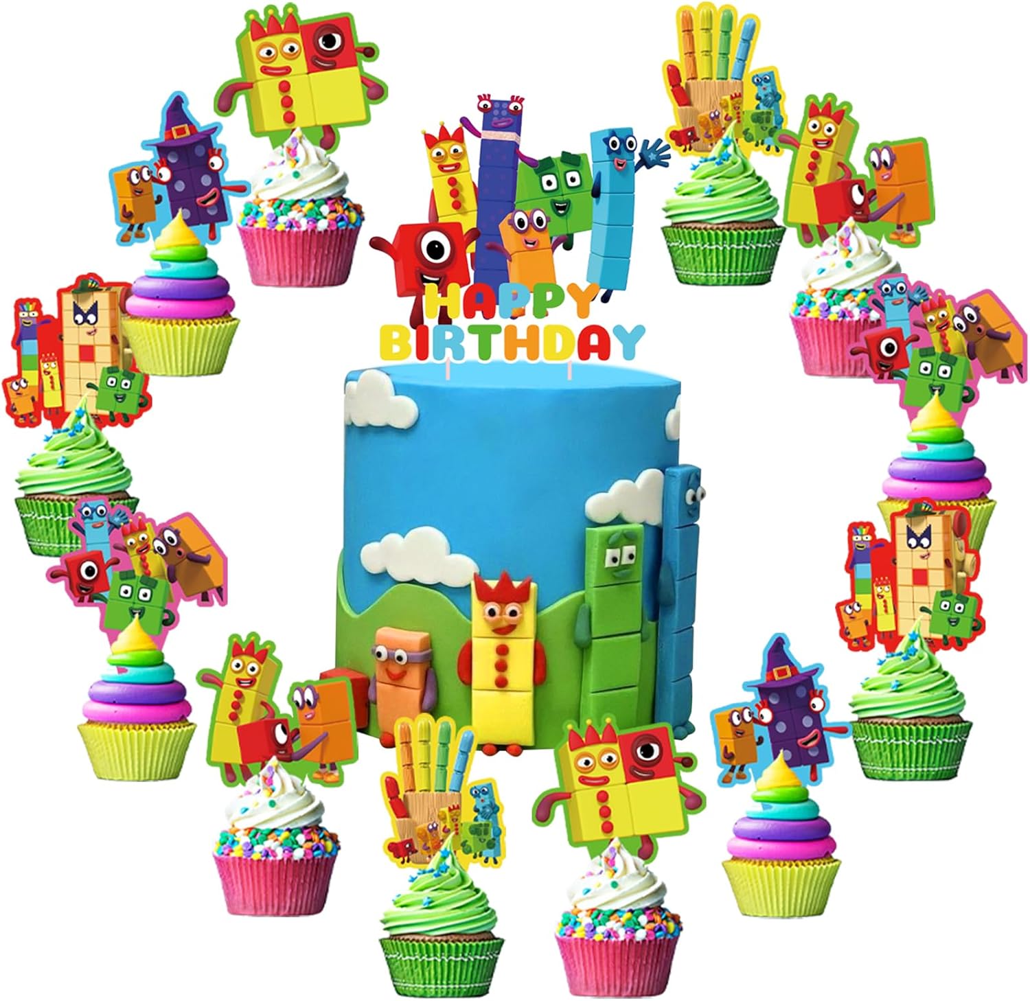 Amazon.com: Generic 37pcs Number Birthday Party Supplies Blocks Party ...