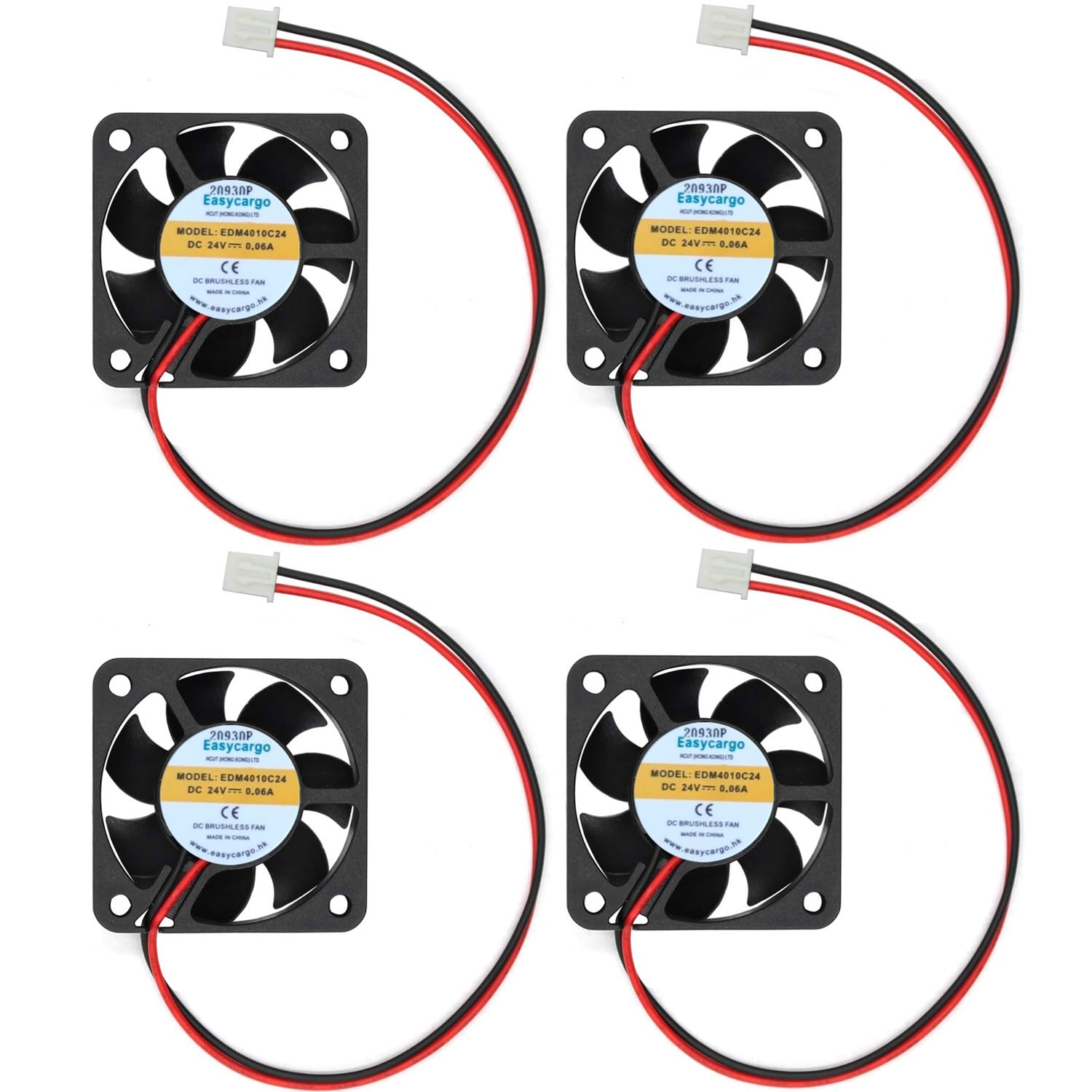 Amazon.com: Easycargo 4pcs 40mm Fan 24V DC, 4010 Cooling Fan Sleeve ...