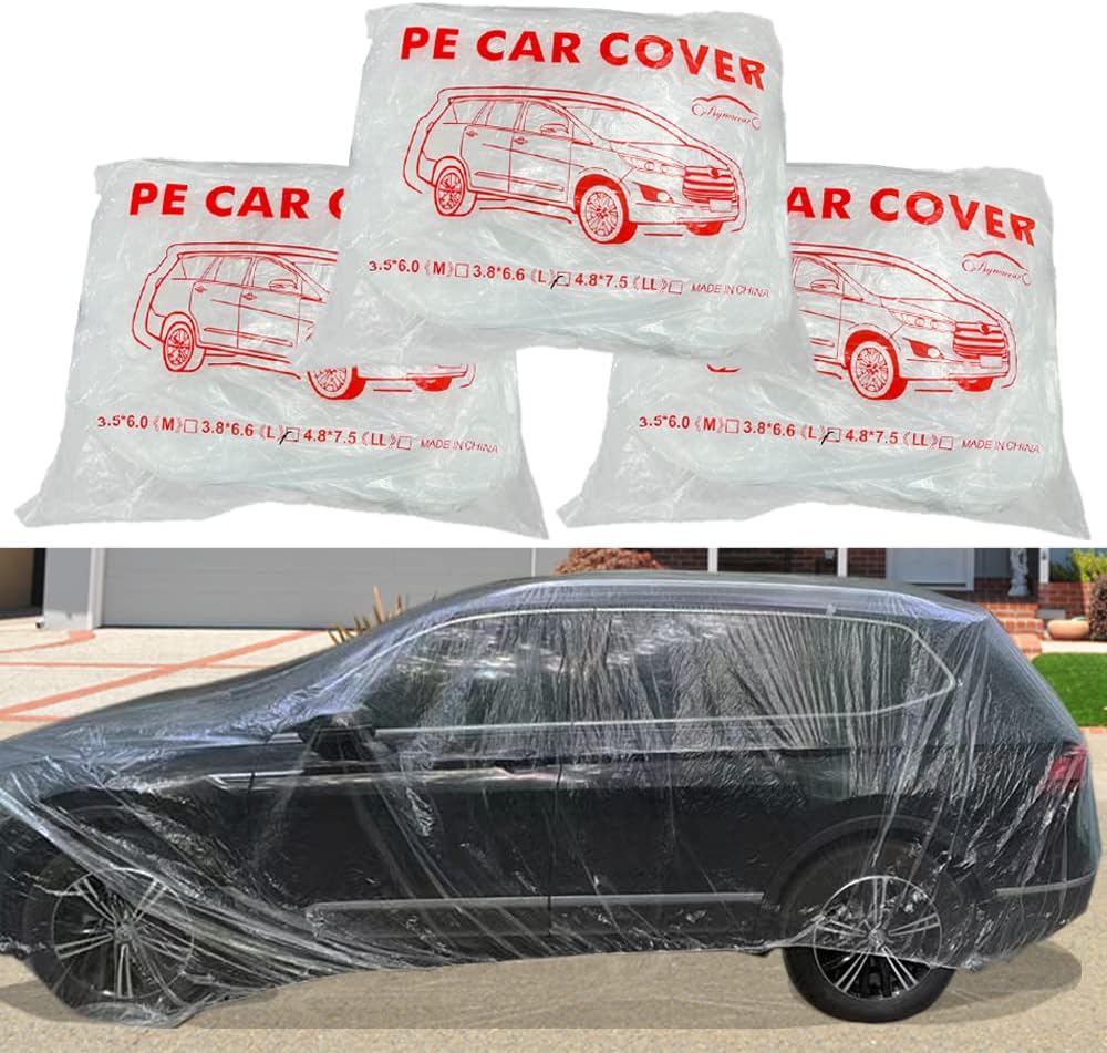 Amazon.com: TopSoon Clear Plastic Car Cover with Elastic Band ...