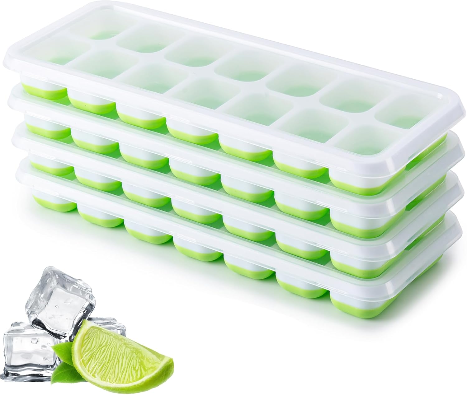 Amazon.com: Ice Cube Tray, 4Pcs Silicone Easy-Release 14-Ice Cube Trays ...
