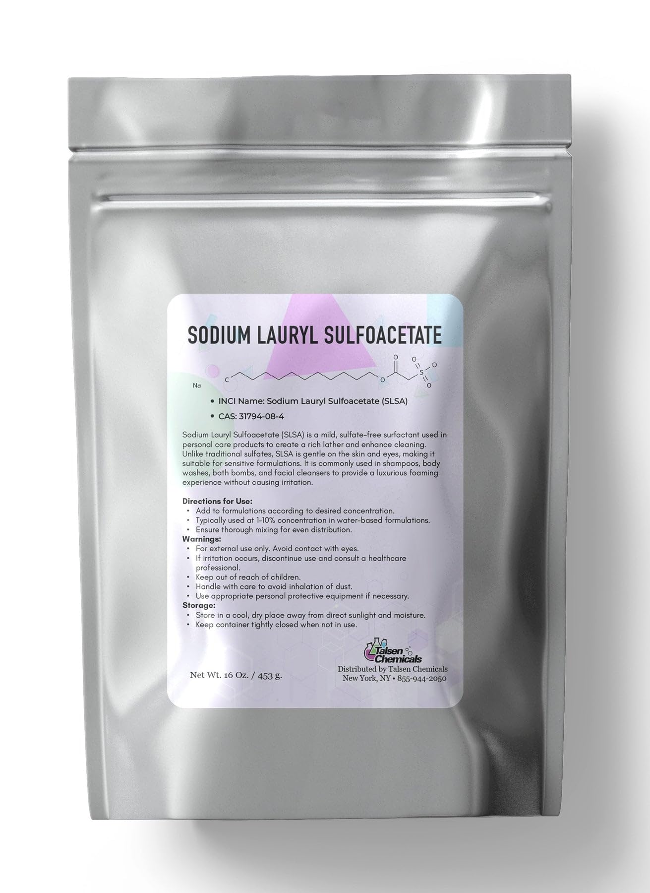 Amazon.com: SLSA Sodium Lauryl Sulfoacetate Powder Cosmetic Grade 16 oz ...