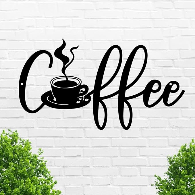 Amazon.com: Coffee Wall Art Sign, Cup Letter Words Metal Signs, Bar ...