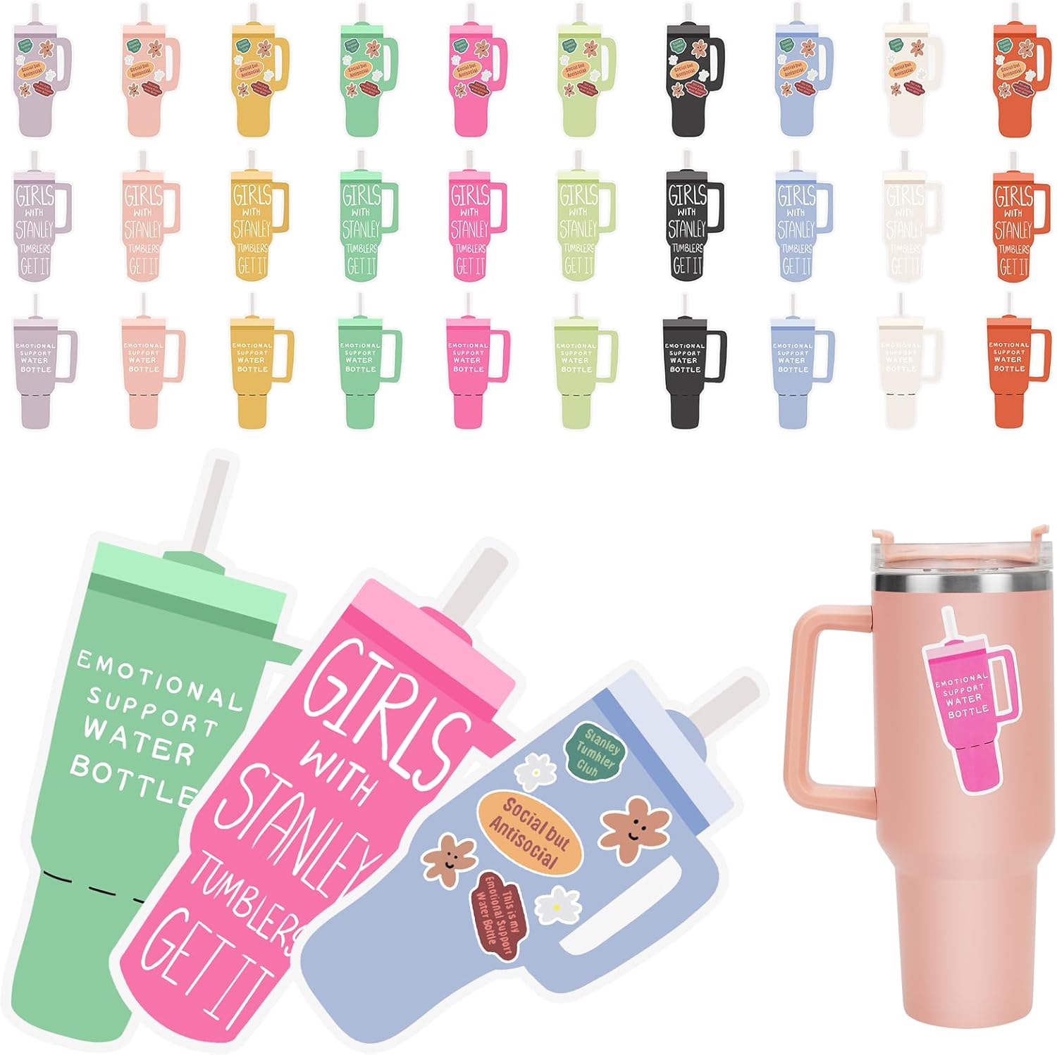 Amazon.com: Stanley Tumbler Stickers for Water Bottles, 30 PCS Vinyl ...