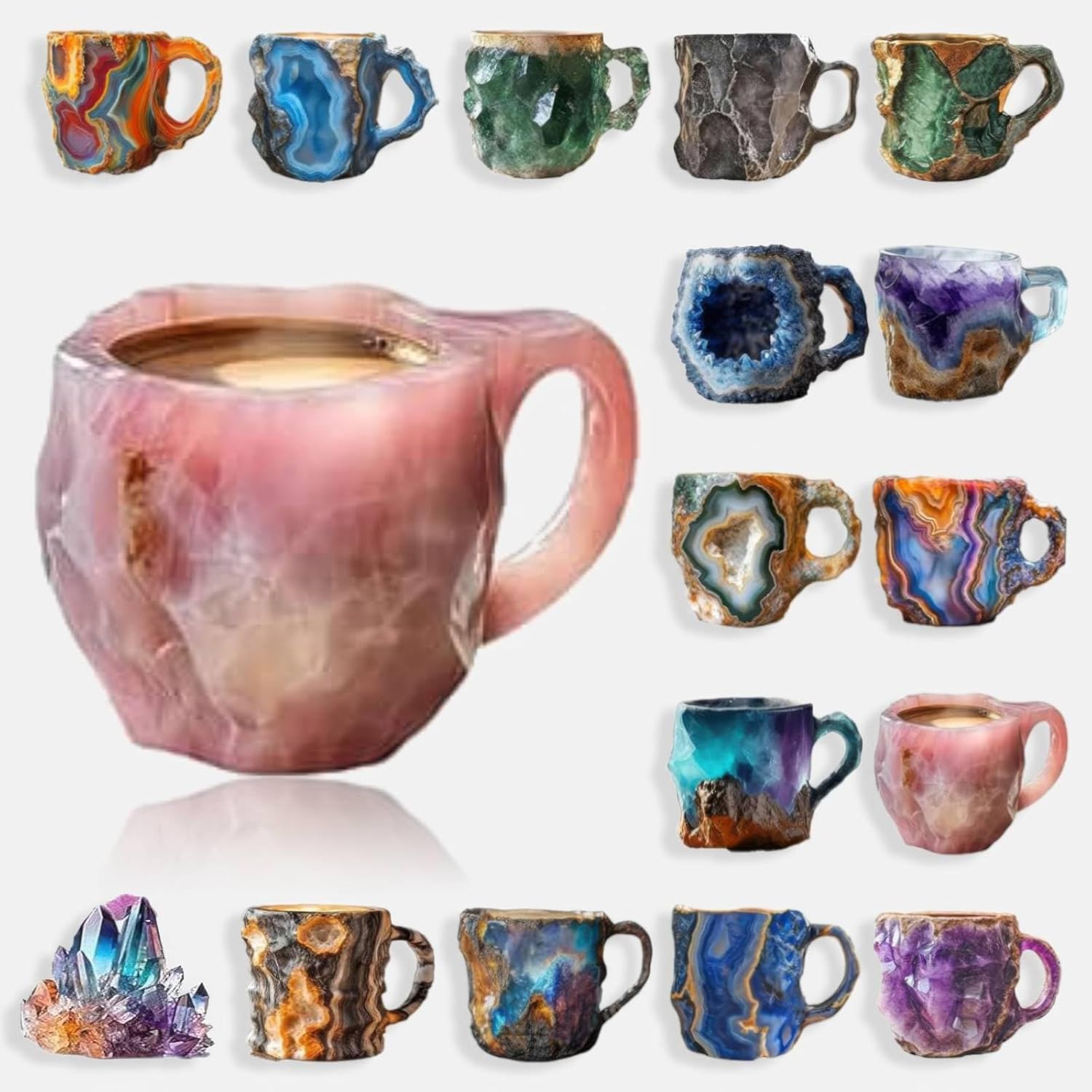 Amazon.com | Mineral Crystal Coffee Mugs – Natural Mineral Crystal ...
