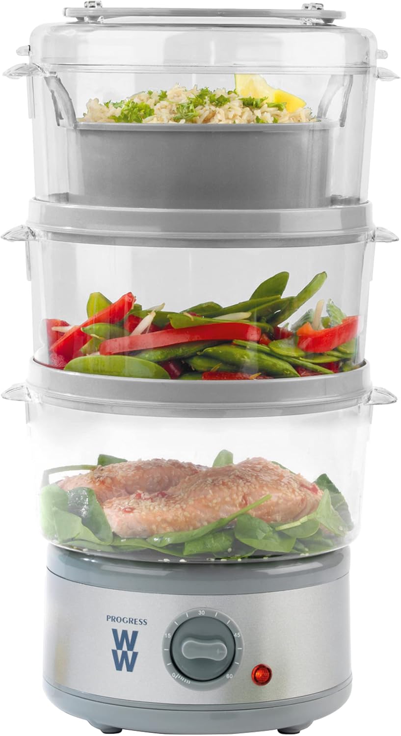 Progress by WW EK5254WW 3 Tier Steamer, 7.5 L, Rice Bowl, 60 Minute ...