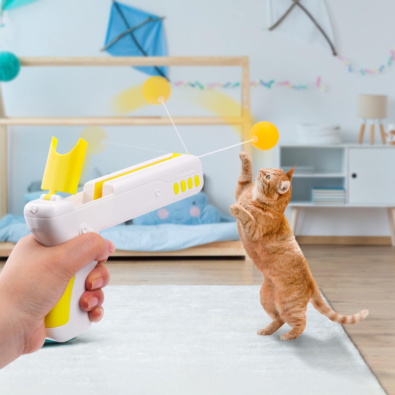 Snapklik.com : Interactive Cat Toy Ball Launcher, Cat Feather Toy ...