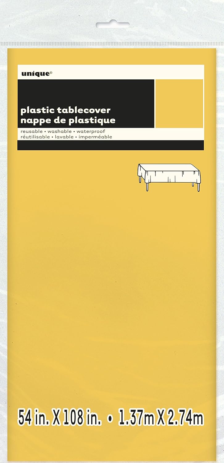 Mantel rectangular de plástico sólido amarillo girasol (54 x 108 ...