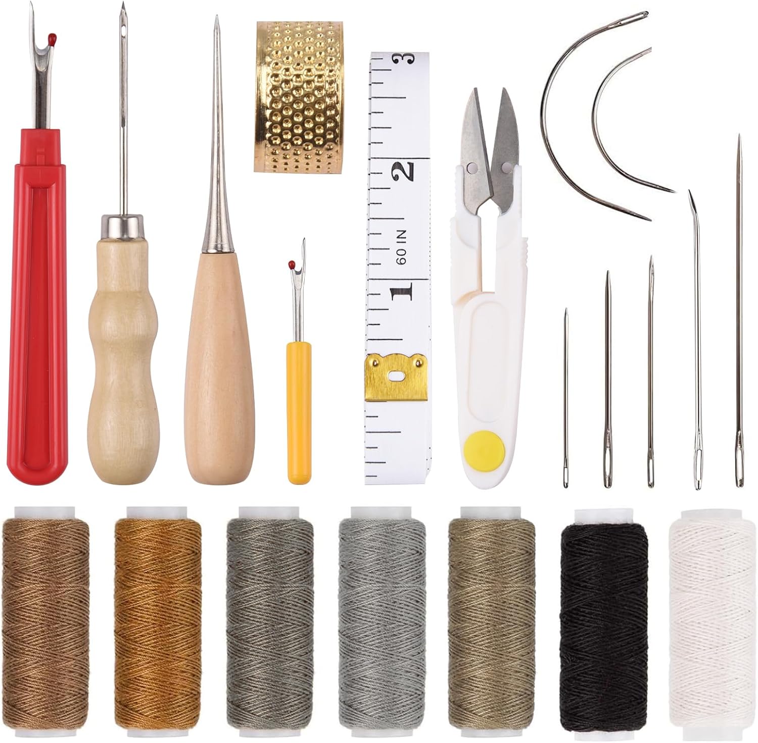 21 Pcs Upholstery Needle Thread Repair Kit Leather Hand Sewing Craft ...