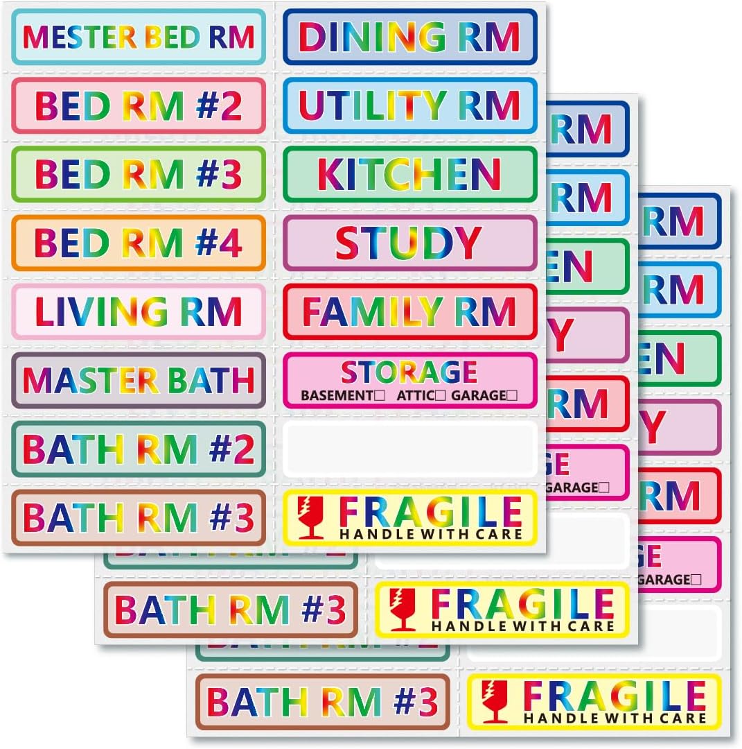 Amazon.com : Moving Labels for Boxes，Color Coded Home Moving Stickers ...