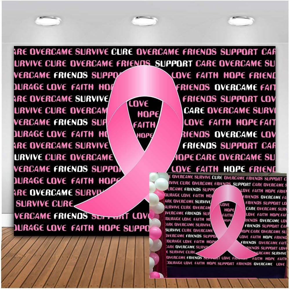 Amazon.com : TOAOFY 7x5ft Cancer Backdrop Pink Ribbon Backdrop Breast ...