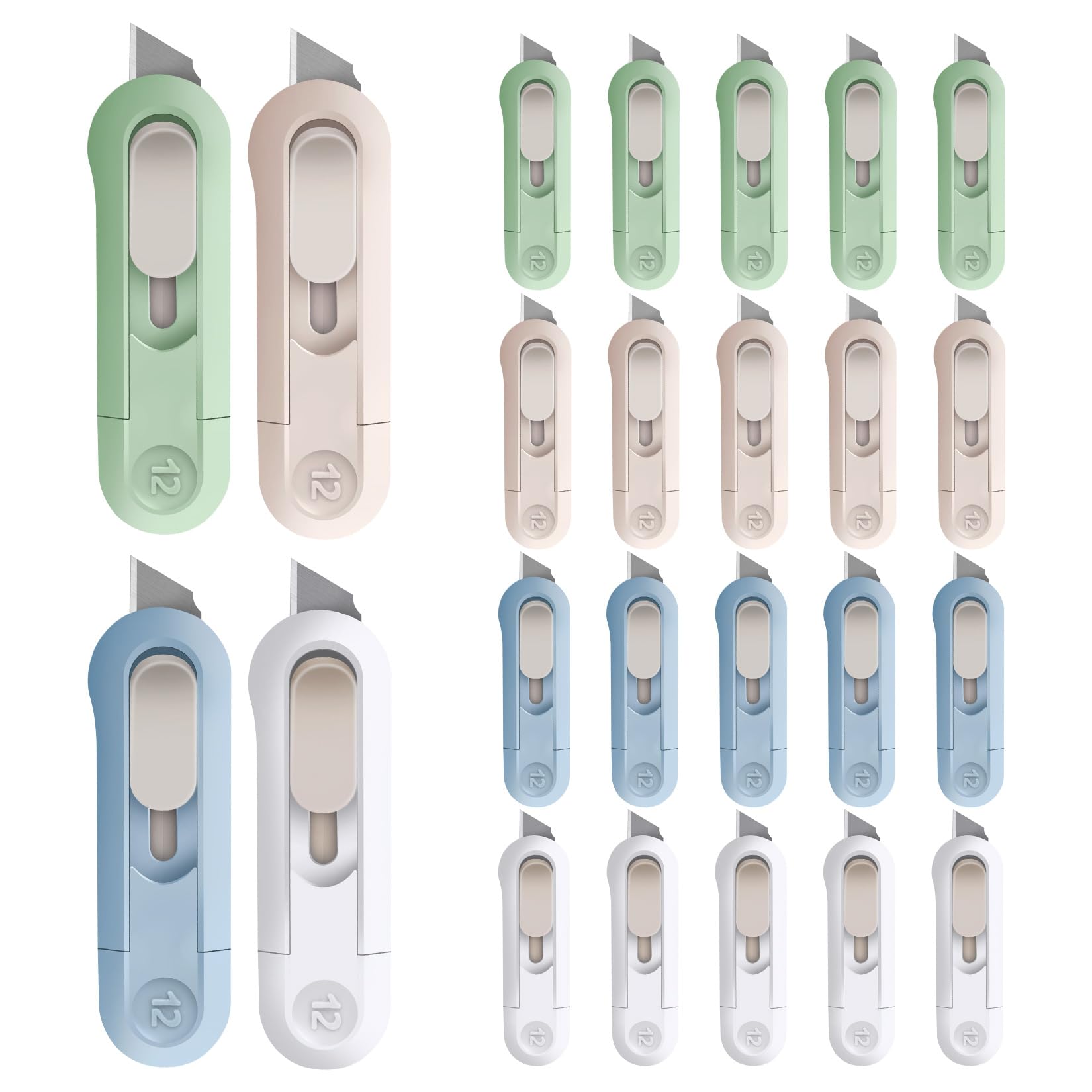 DIYSELF 24 Pack Box Cutter Retractable, Small Utility Knife, Sharp Box ...