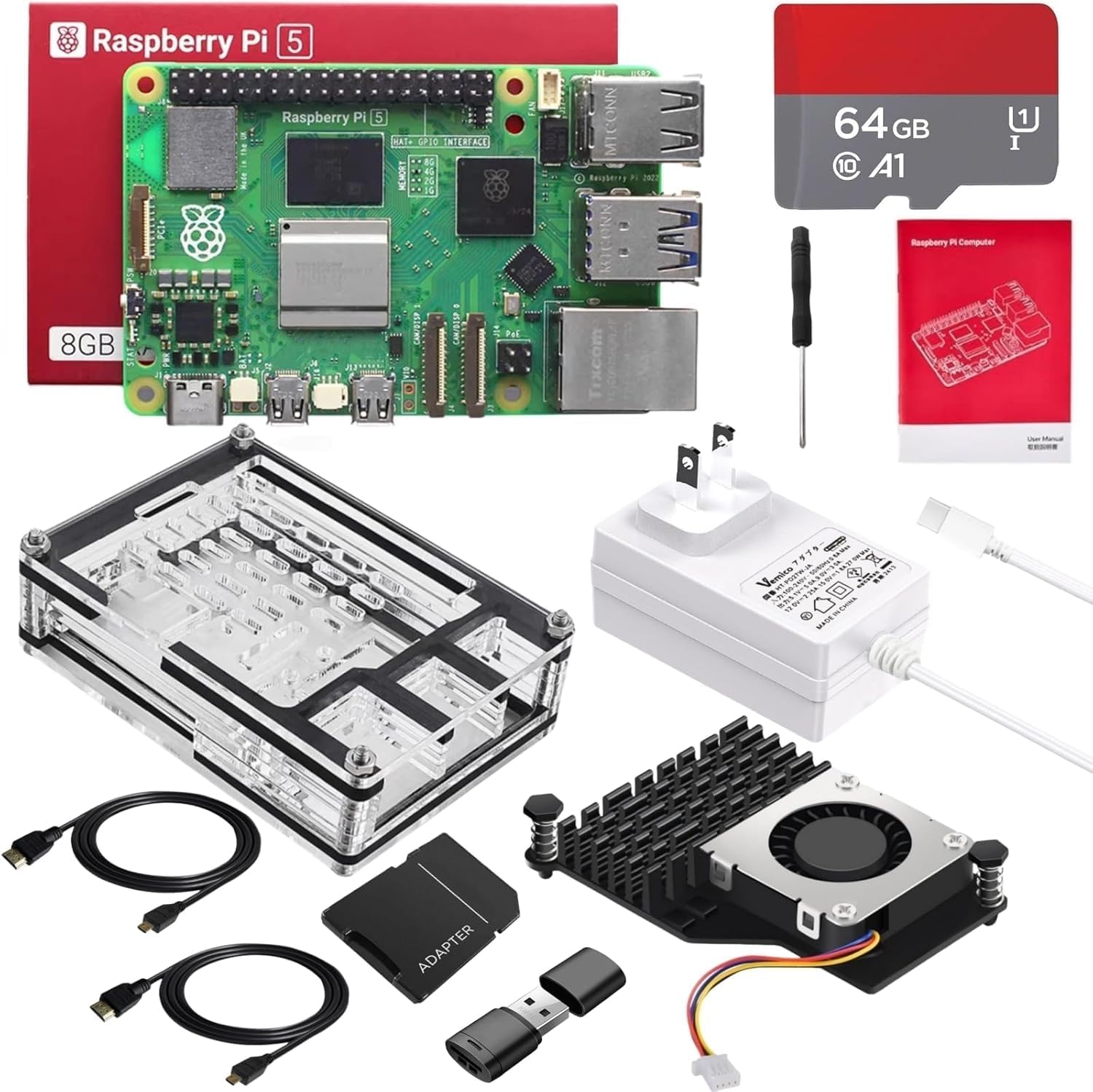 Amazon.co.jp: Raspberry pi 5 kit ラズベリーパイ5キット Pi 5 8GB キット技適マーク付 ラズベリーパイ5 8GB キットラズベリーパイ5 8gbボード ...