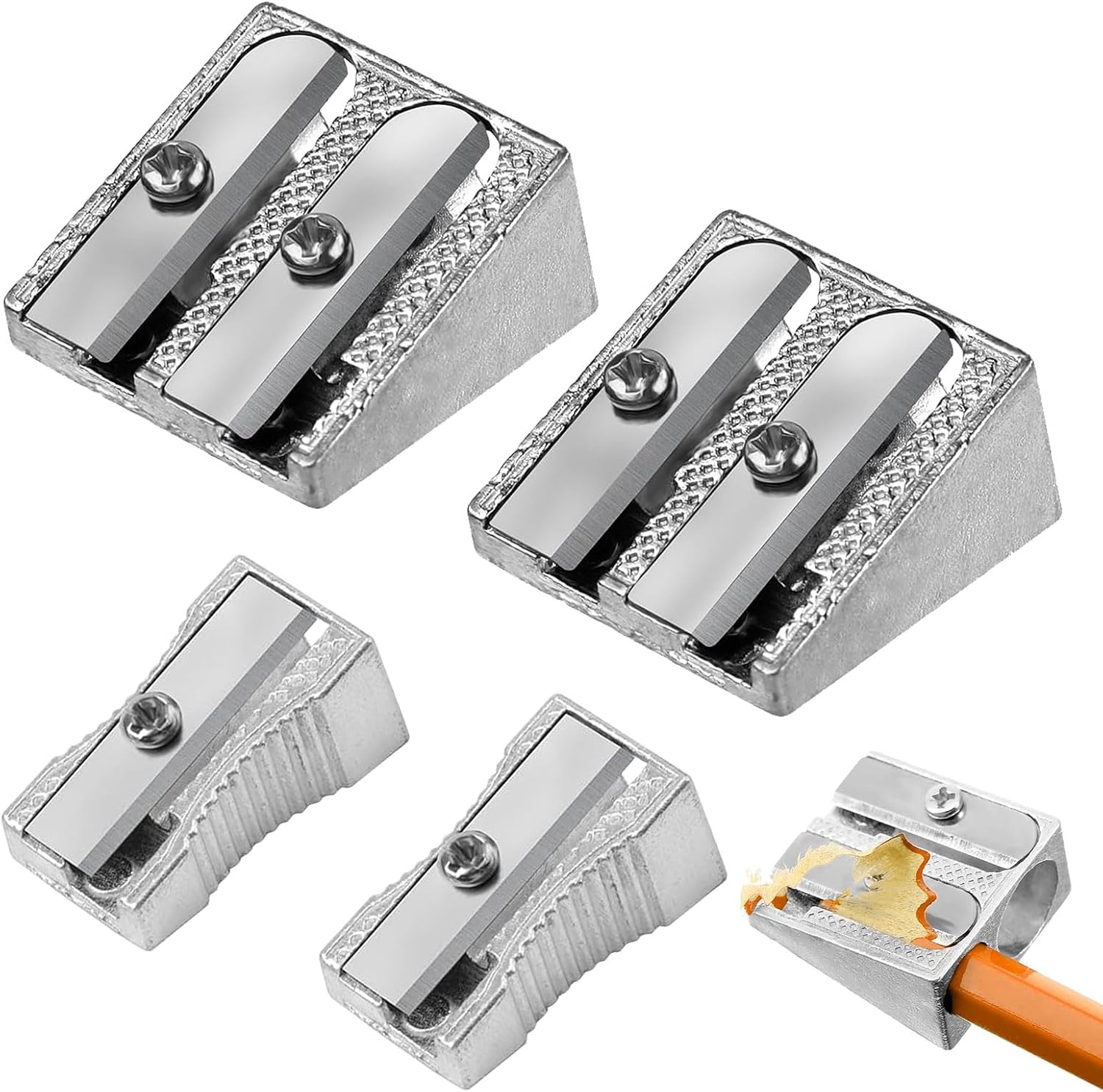 4 Pcs Pencil Sharpeners Set, 2 Pcs Double Hole & 2 Pcs Single Hole ...