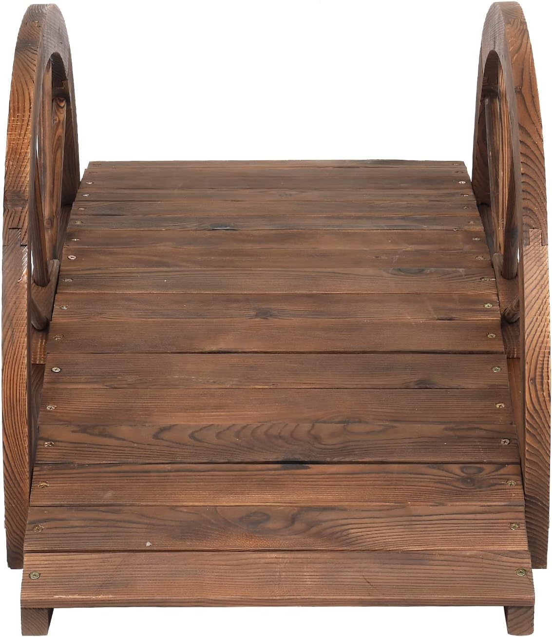 Amazon.com : 3.3ft Garden Bridge, Patio Wooden Bridge with Half Wheel ...
