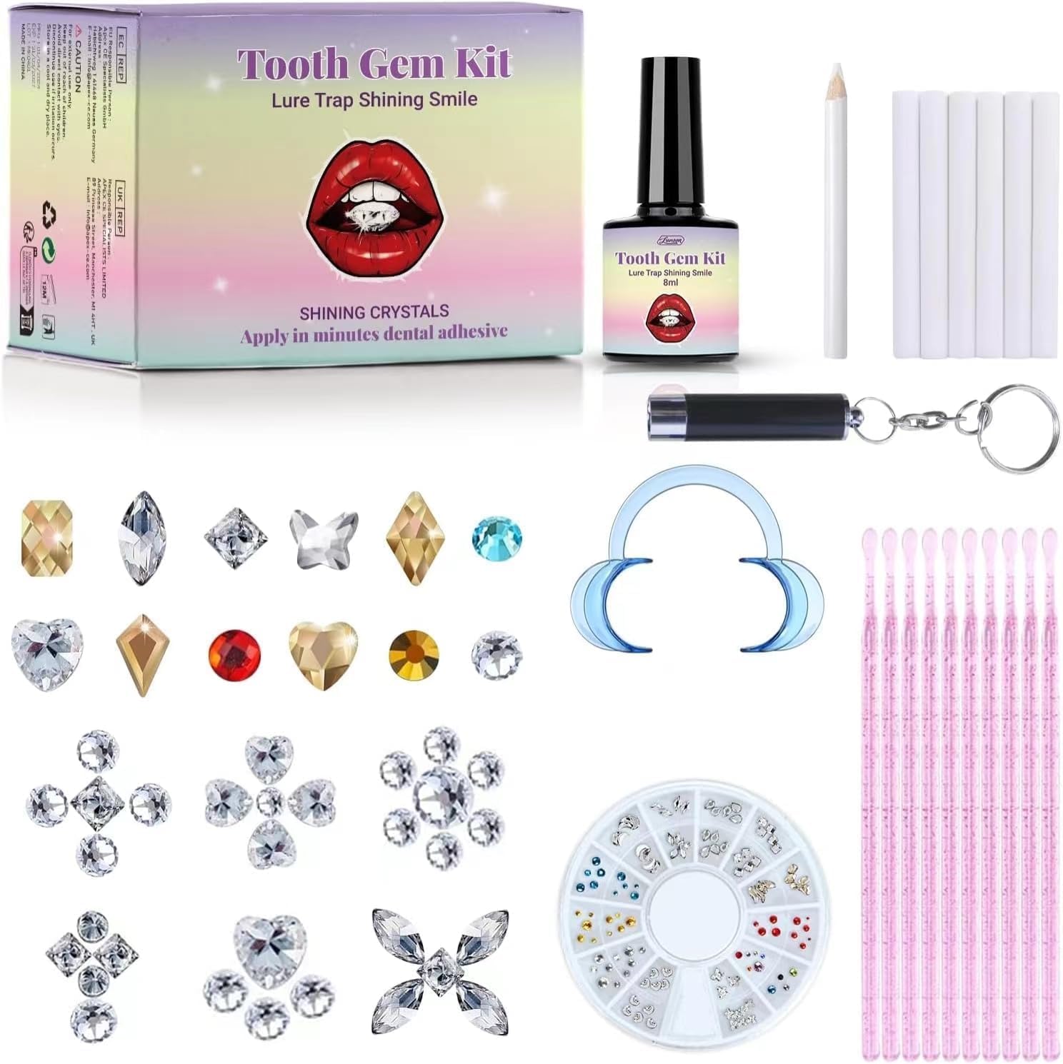 Tpyag Tooth Gem Kit – DIY Crystal Tooth Decorations, Shiny Removable ...