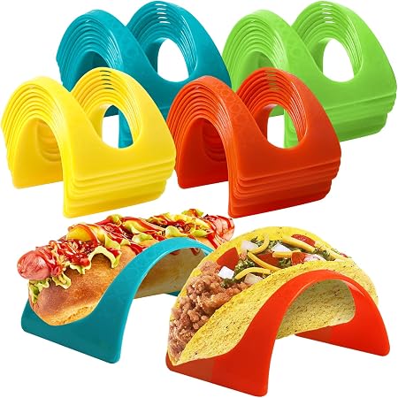Amazon.com: Qfeley 36 Pack Taco Holder Stands Plastic Colorful Taco ...