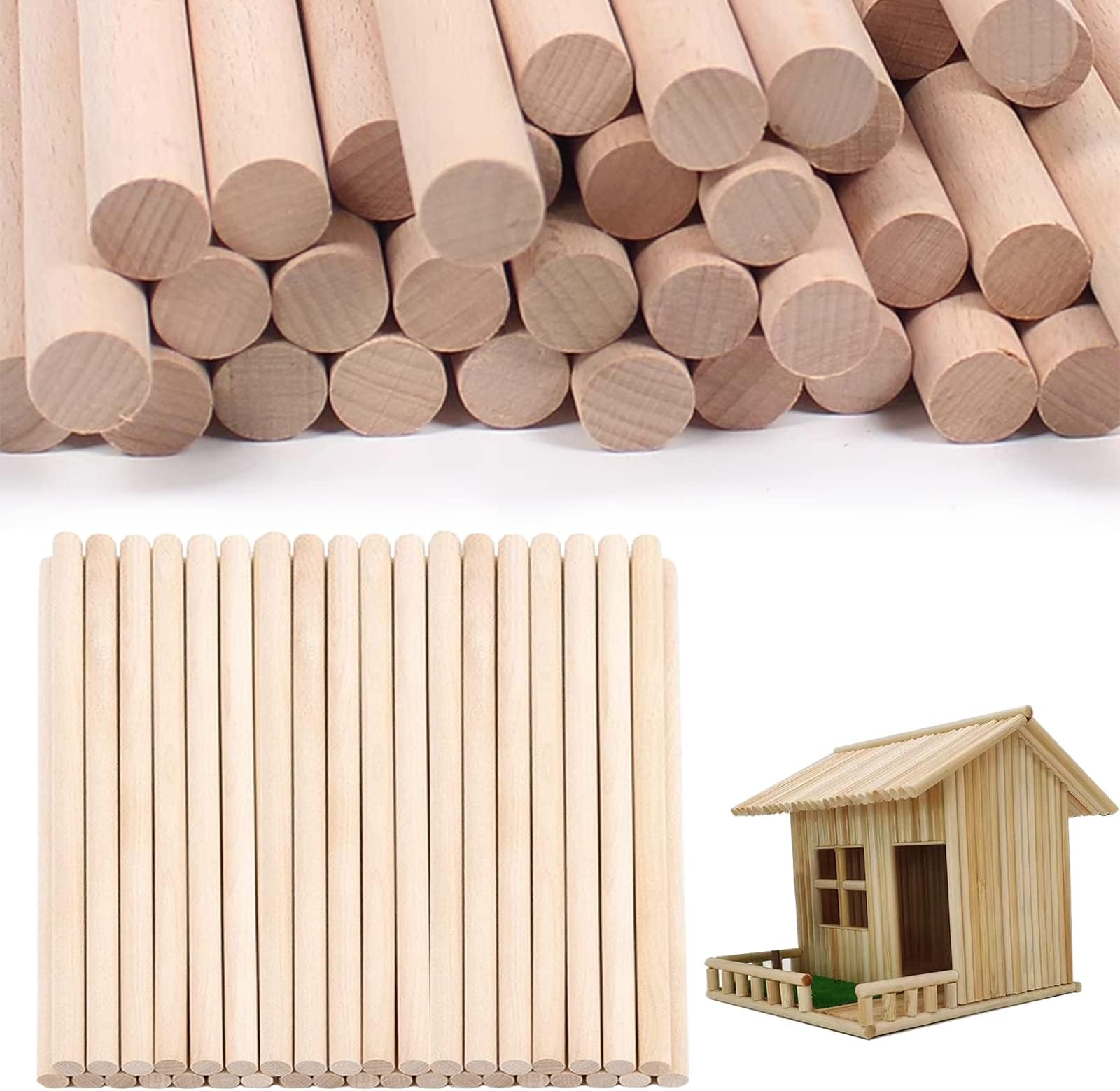 Amazon.com: FVIEXE 50PCS Wooden Dowel Rods, 1/2 Inch x 12 Inch ...