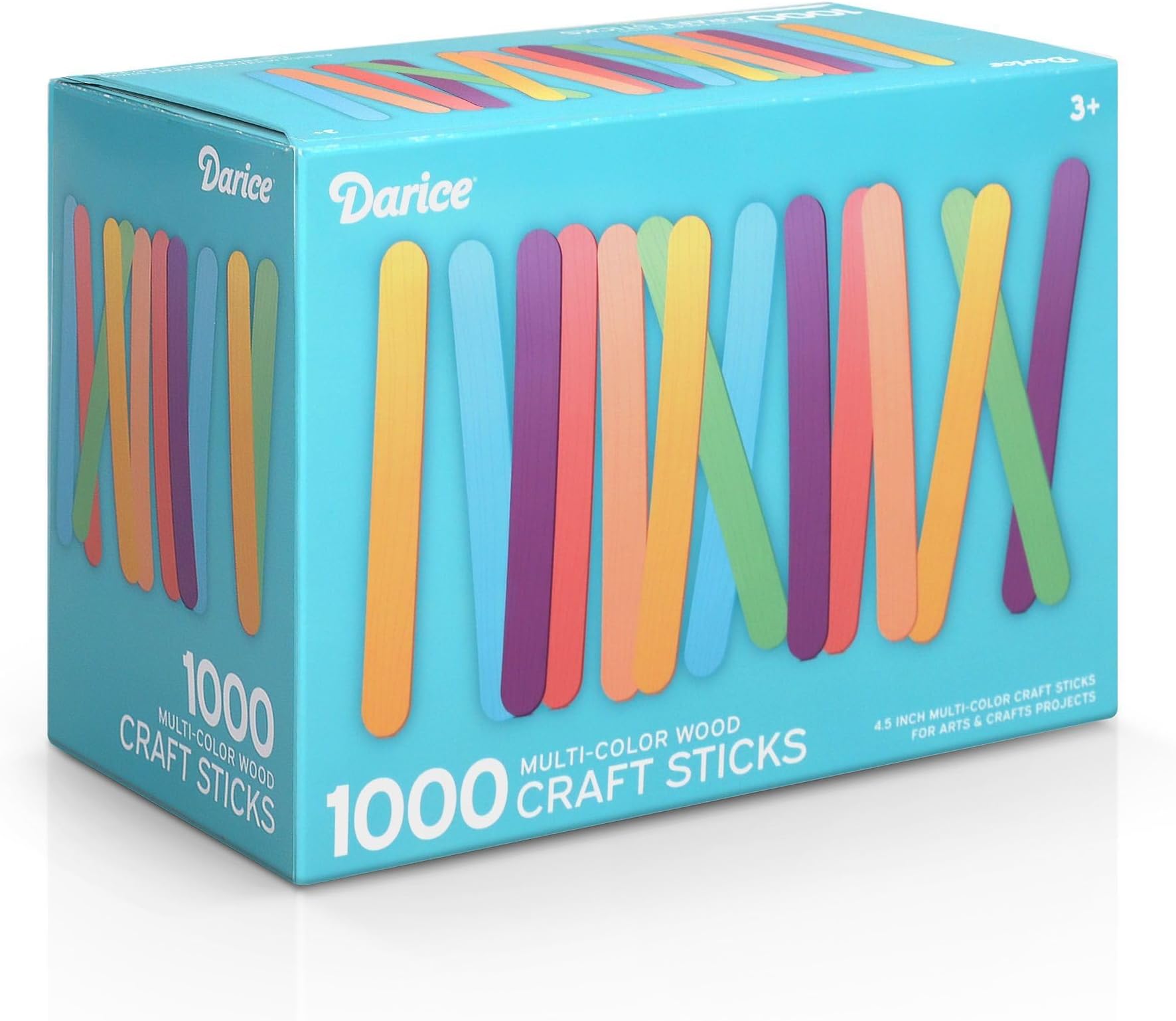 Amazon.com: Darice 1000 Pcs Colored Popsicle Sticks for Crafts, 4.5 ...