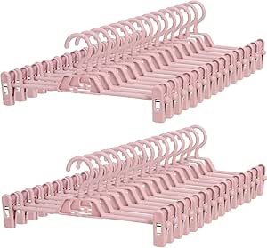 POZEAN 30 Pack Pant Hangers with Clips - Plastic Hangers Stackable ...