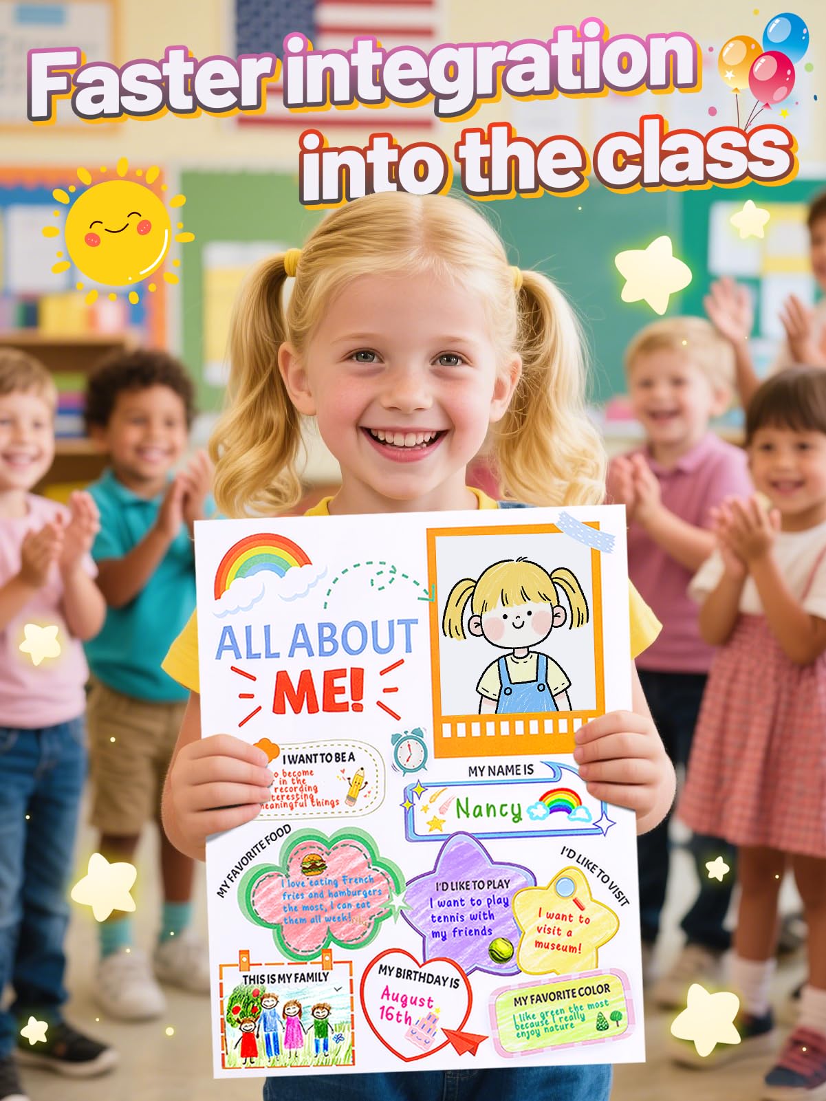 Snapklik.com : 24pcs Large All About Me Posters - Colorful Rainbow ...