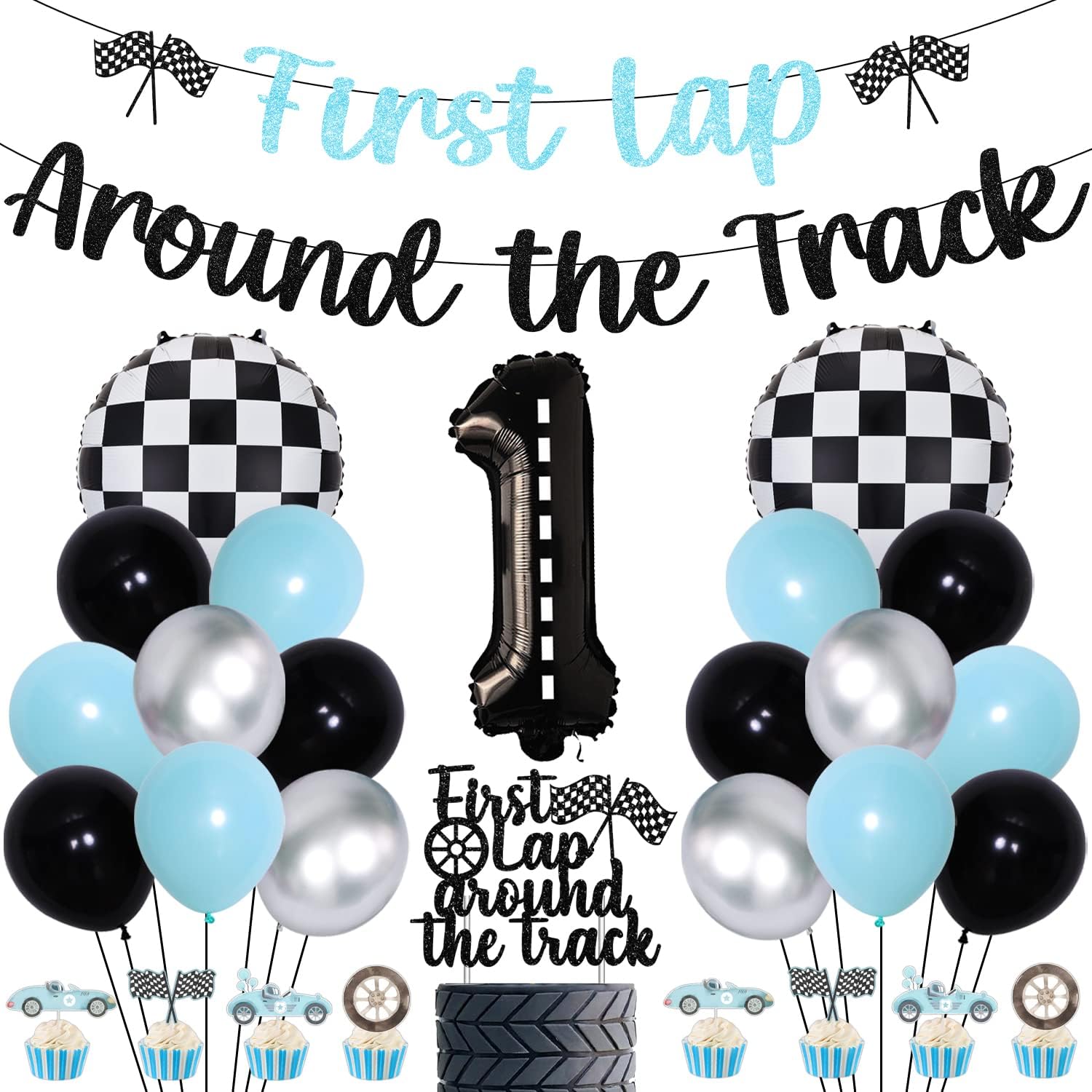 Amazon.com: Racing Car Themed 1st Birthday Party Decorations for Boys ...