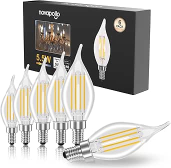 novapollo Dimmable E12 Candelabra LED Light Bulbs,CA11 60 Watt ...